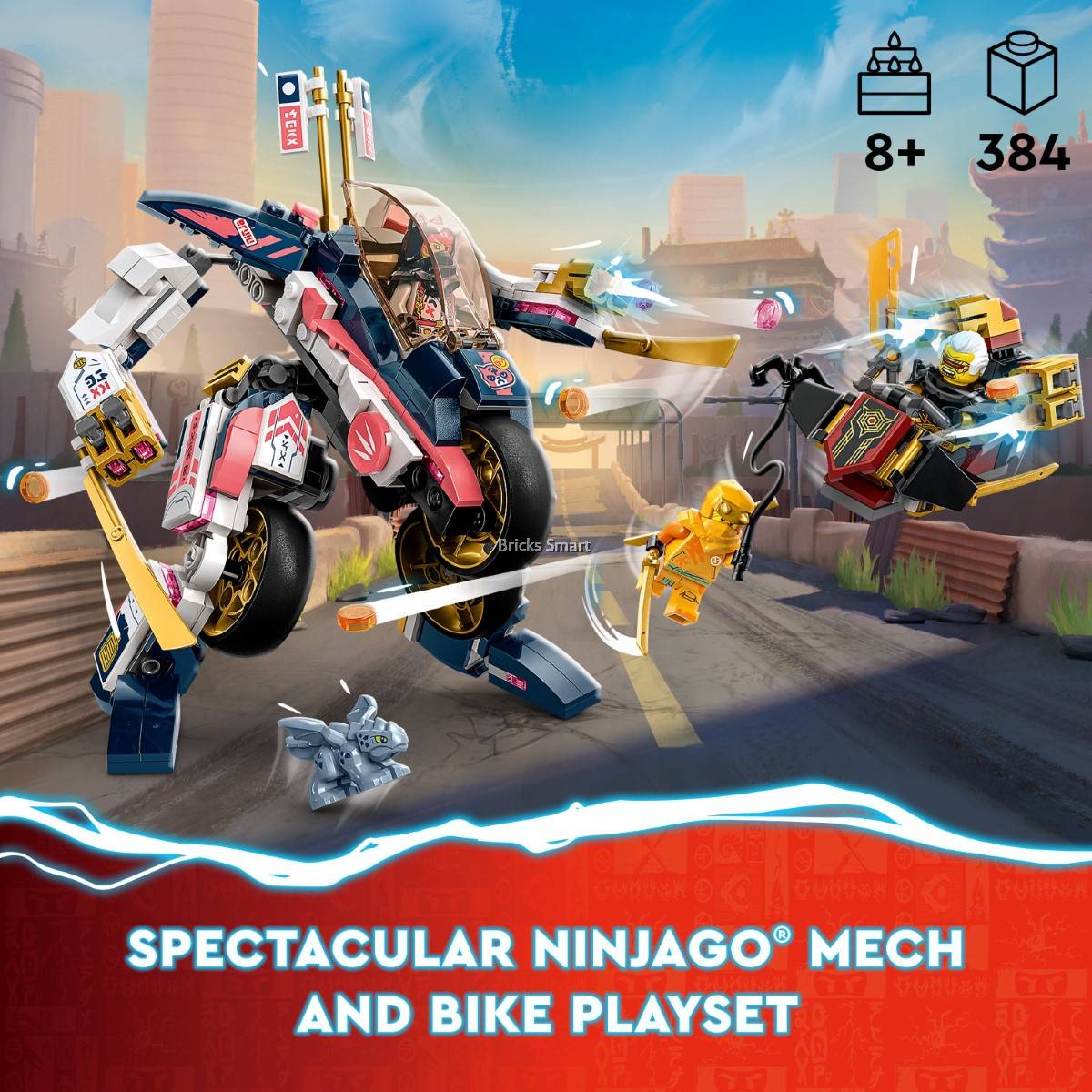 LEGO 71792 NINJAGO Sora Transforming Mech Bike Racer Building Toy Set