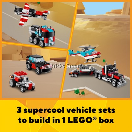 LEGO 31146 Creator Flatbed Truck with Helicopter Building Toy Set