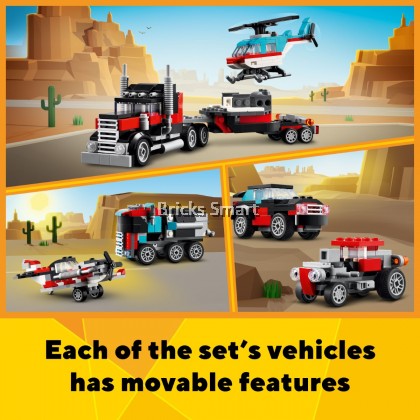 LEGO 31146 Creator Flatbed Truck with Helicopter Building Toy Set
