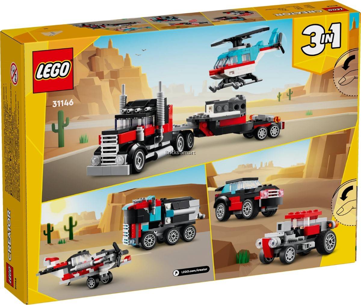LEGO 31146 Creator Flatbed Truck with Helicopter Building Toy Set