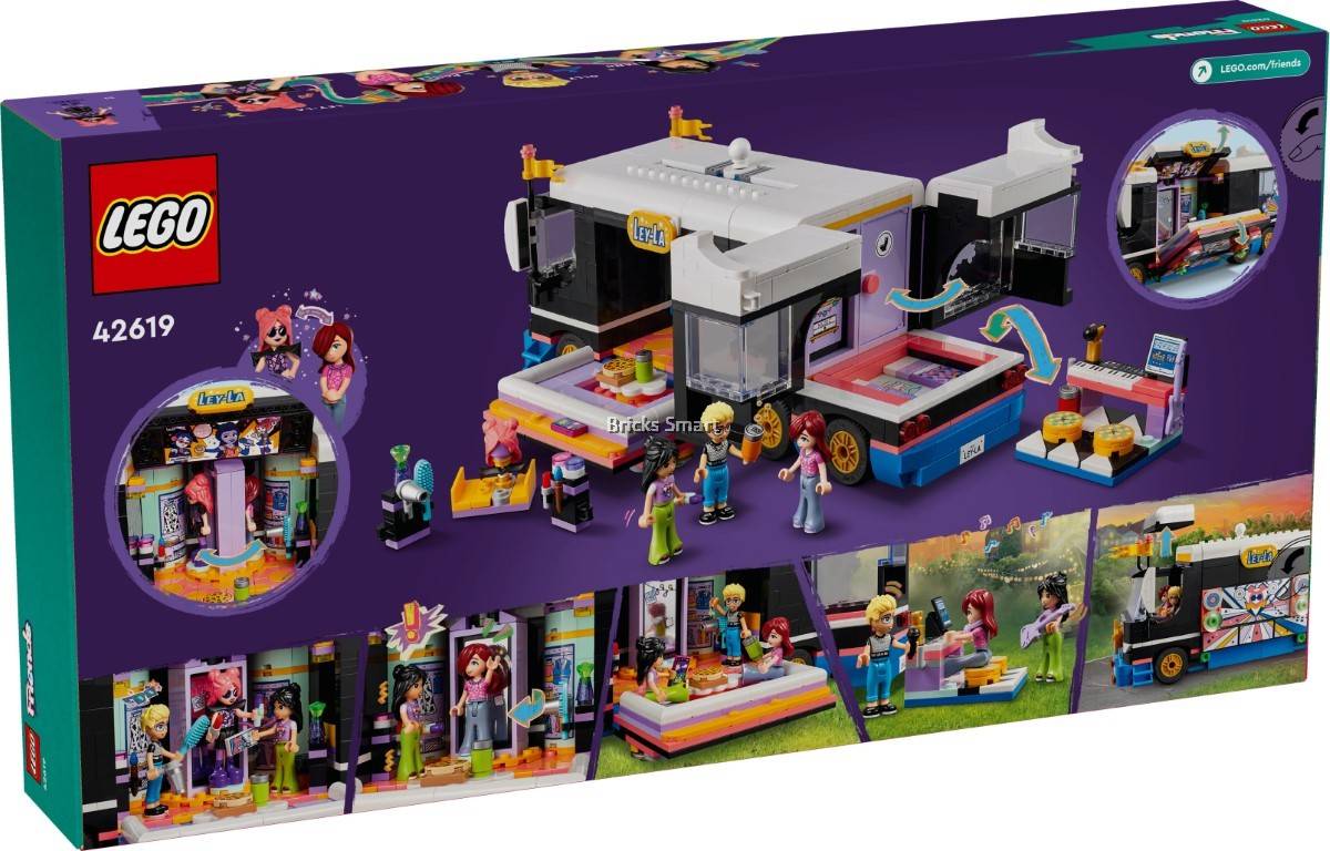 LEGO 42619 Friends Pop Star Music Tour Bus Building Toy Set