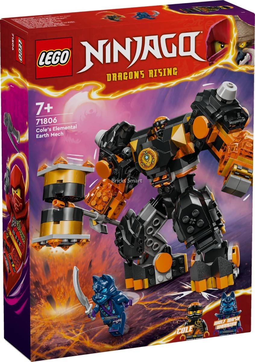 LEGO 71806 Ninjago Cole's Elemental Earth Mech Building Toy Set