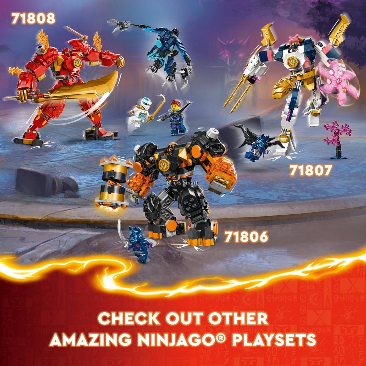 LEGO 71806 Ninjago Cole's Elemental Earth Mech Building Toy Set
