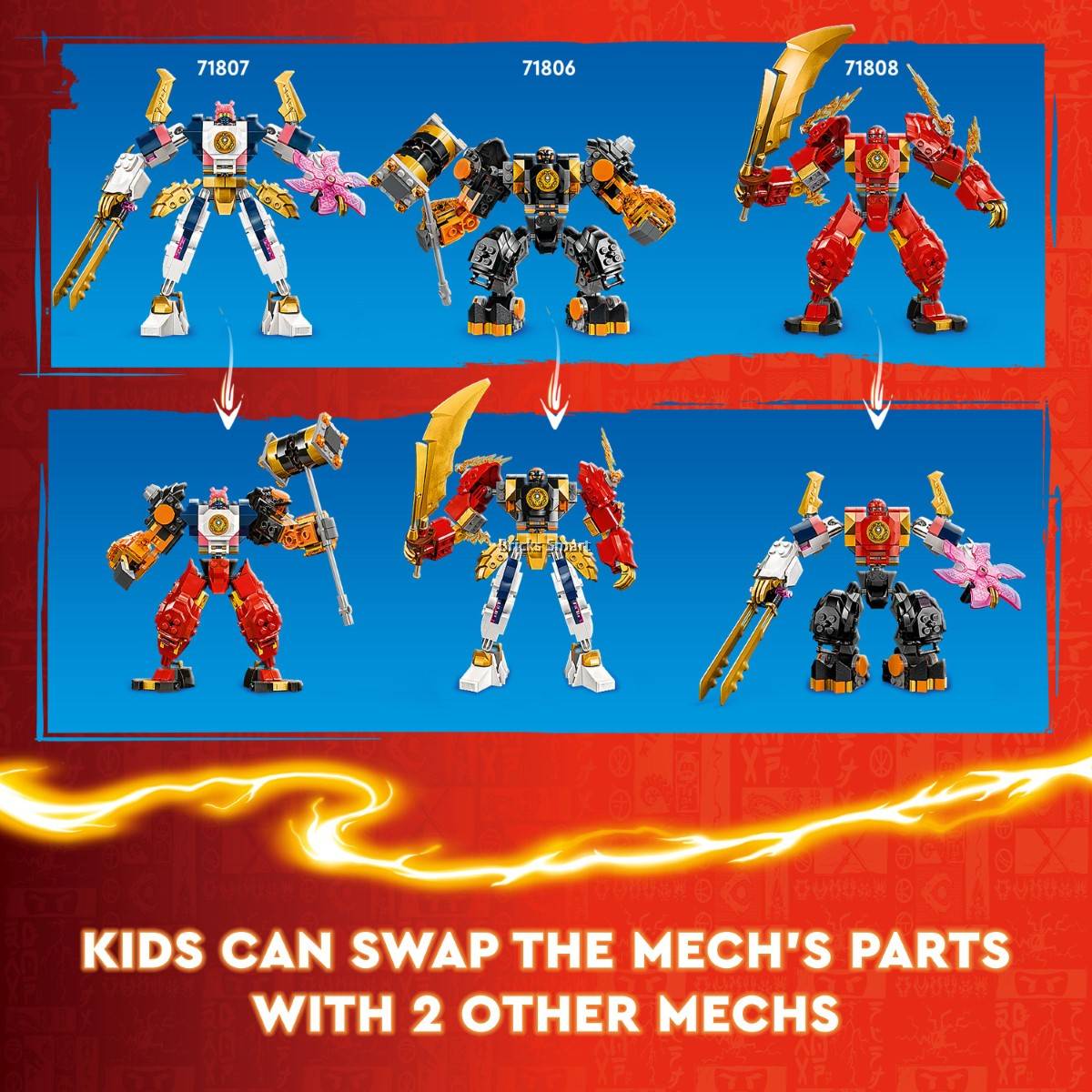 LEGO 71807 Ninjago Sora's Elemental Tech Mech Building Toy Set