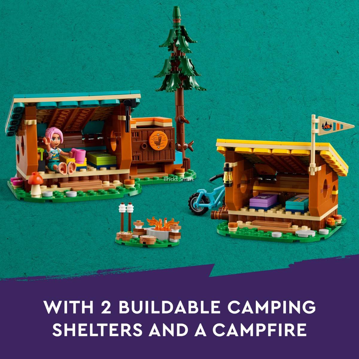 LEGO 42624 Friends Adventure Camp Cozy Cabins Building Toy Set