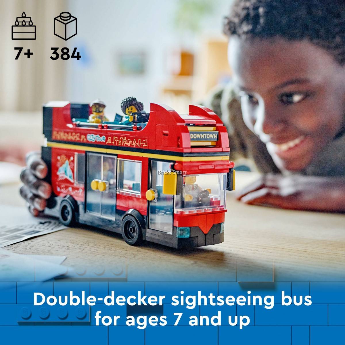 LEGO 60407 City Red Double-Decker Sightseeing Bus Building Toy Set