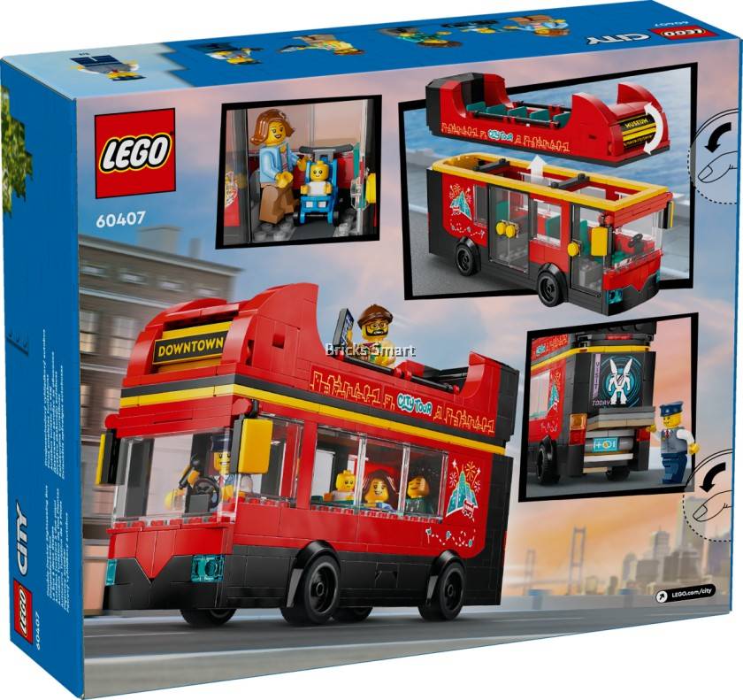 LEGO 60407 City Red Double-Decker Sightseeing Bus Building Toy Set