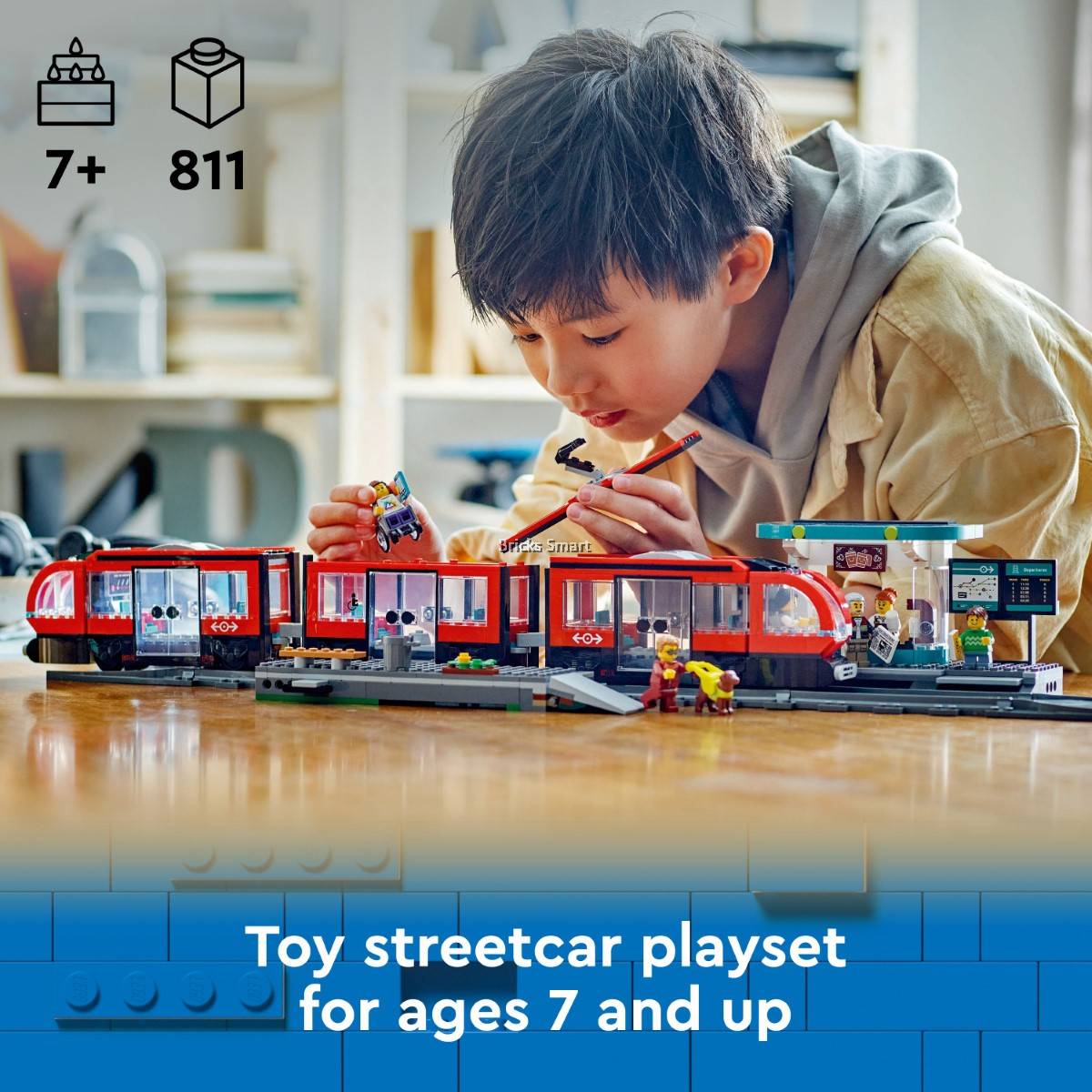 LEGO 60423 City Downtown Streetcar and Station Building Toy Set