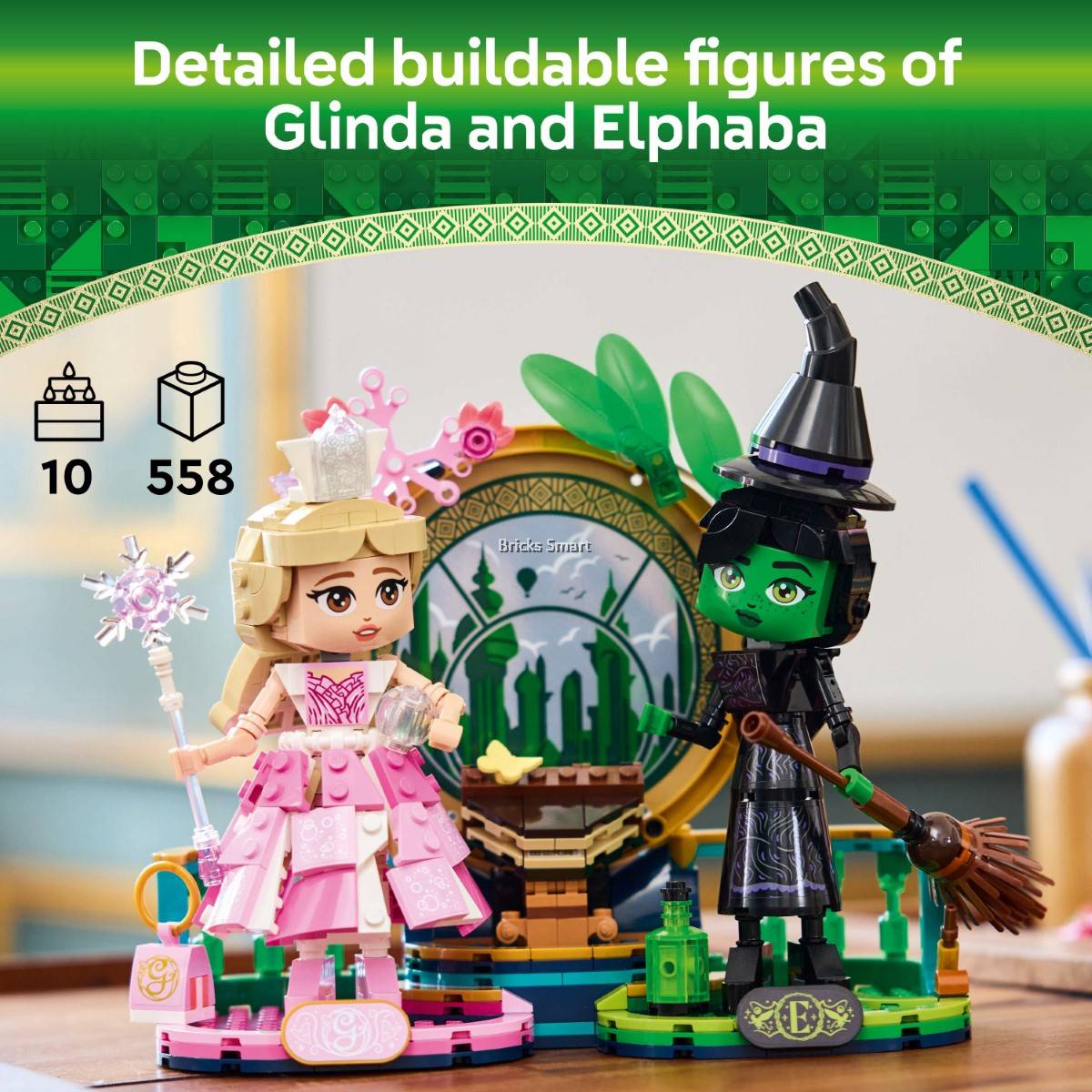 LEGO 75682 Wicked Elphaba & Glinda Figures Building Toy Set (558 Pieces)