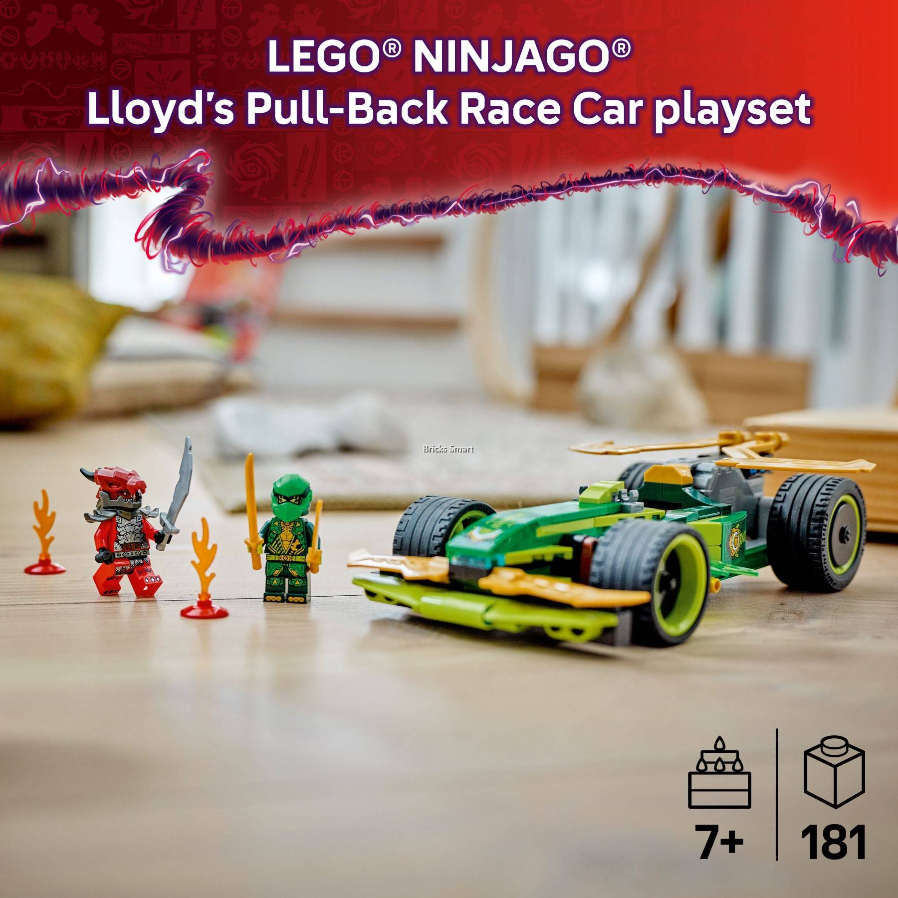 LEGO 71828 Ninjago Lloyd's Pull-Back Race Car Building Toy Set (181 Pieces)