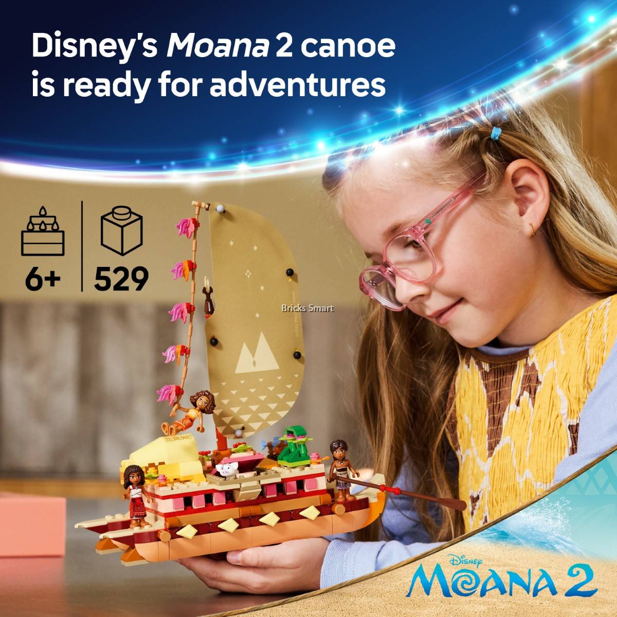 LEGO 43270 Disney Moana's Adventure Canoe Building Toy Set (529 Pieces)