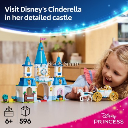 LEGO 43275 Disney Cinderella's Castle & Horse Carriage Building Toy Set ...