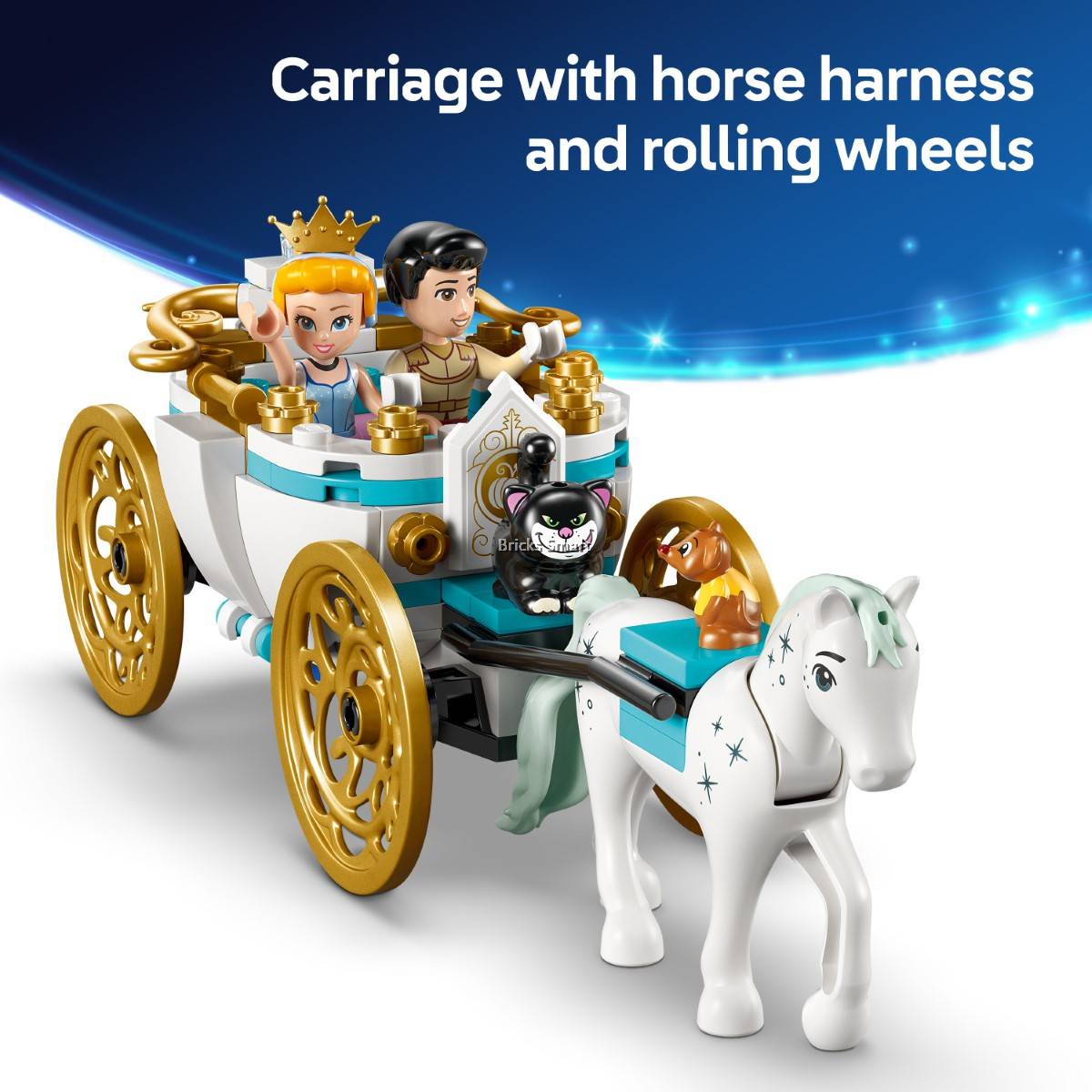 LEGO 43275 Disney Cinderella's Castle & Horse Carriage Building Toy Set ...