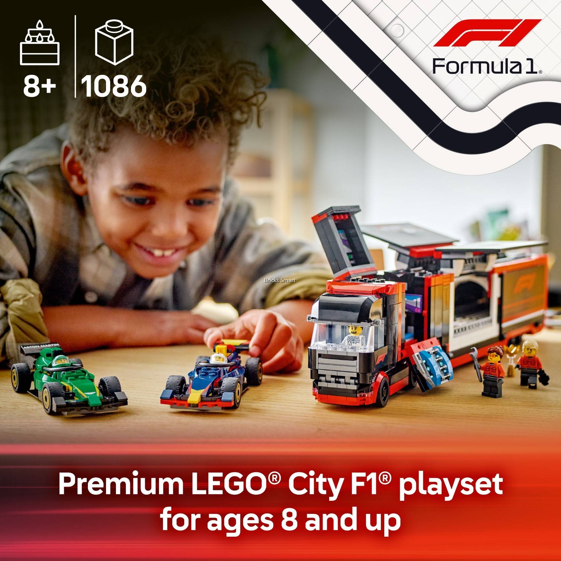 LEGO 60445 City Formula F1 Truck with RB20 & AMR24 F1 Cars Building Toy ...