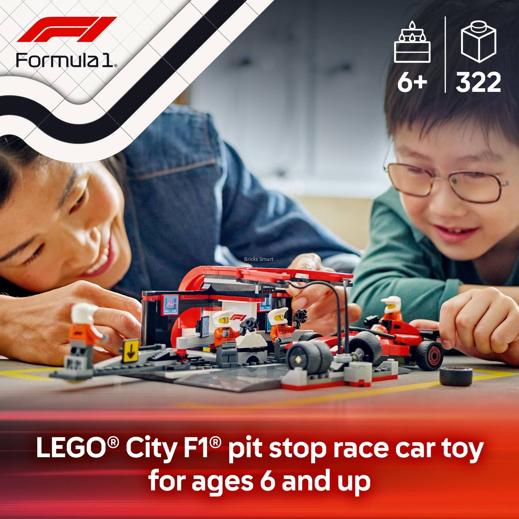 LEGO 60443 City Fomula F1 Pit Stop & Pit Crew with Ferrari Car Building ...