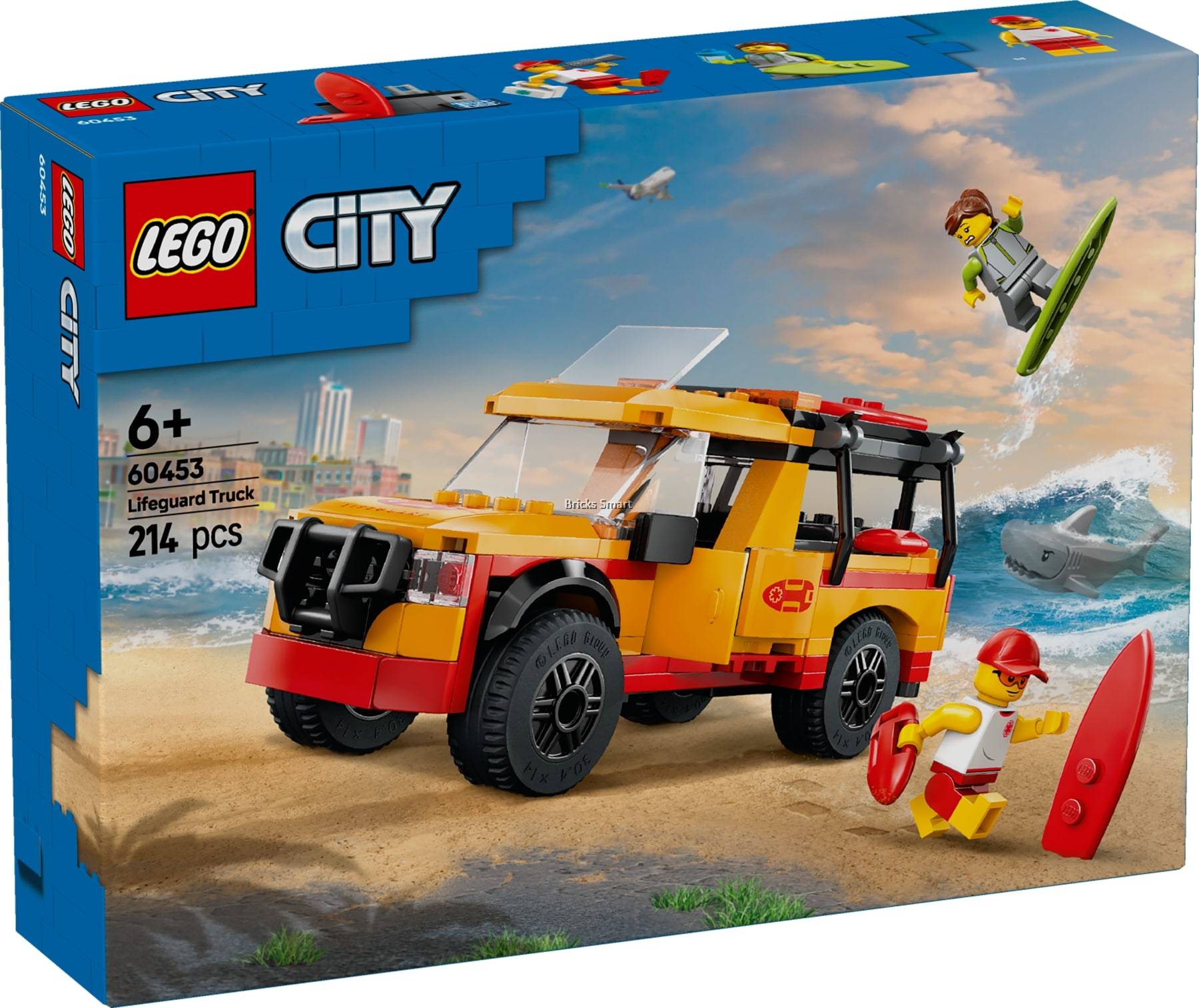 LEGO 60453 City Lifeguard Beach Rescue Truck Building Toy Set (214 Pieces)