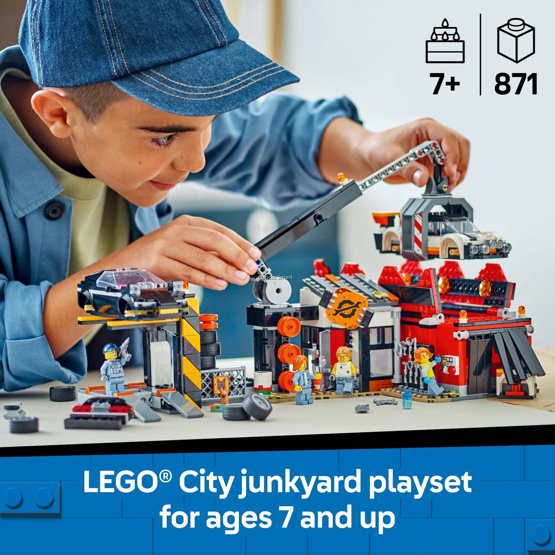 LEGO 60472 City Scrapyard with Cars Building Toy Set (871 Pieces)