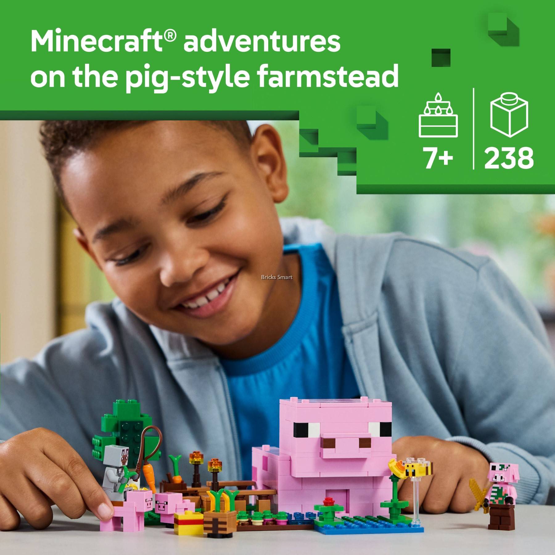 LEGO 21268 Minecraft The Baby Pig House Building Toy Set (238 Pieces)