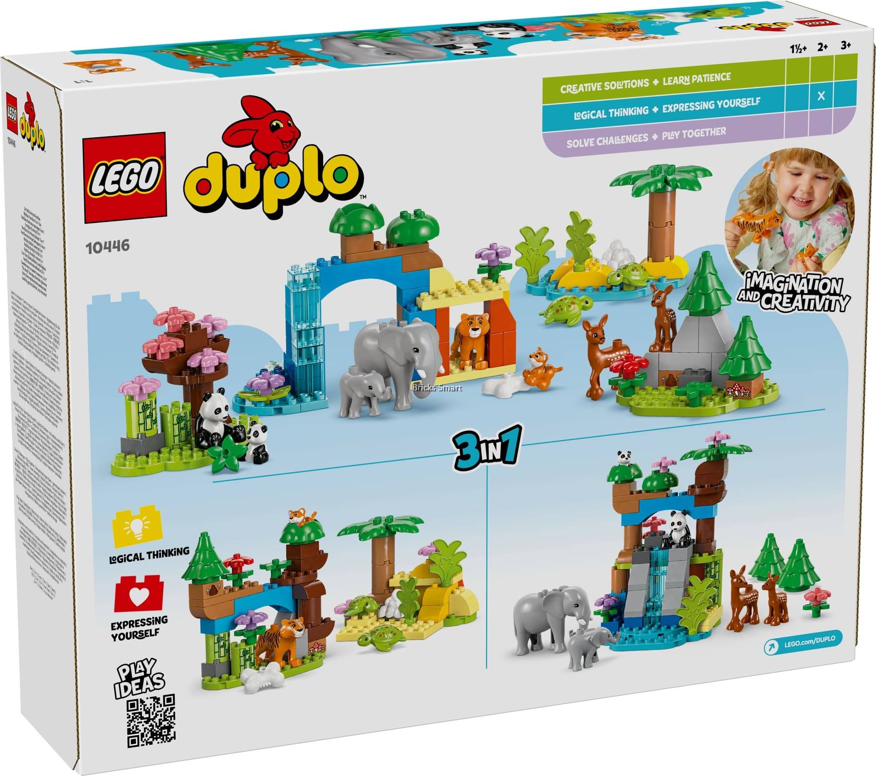 LEGO 10446 DUPLO 3in1 Wild Animal Families Building Toy Set (92 Pieces)