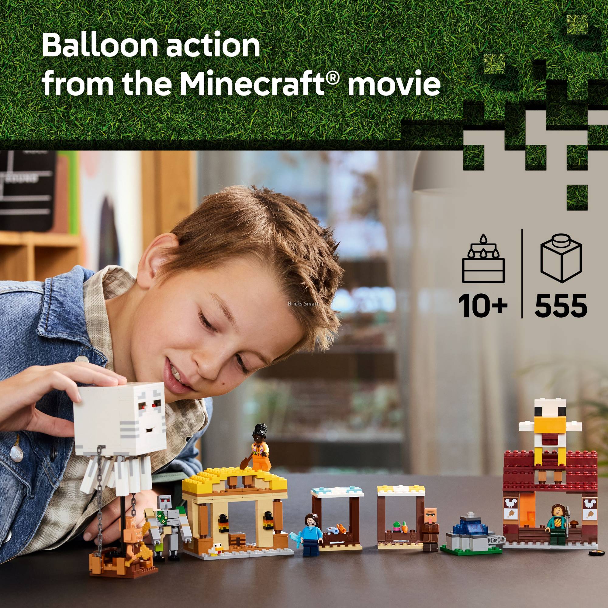 LEGO 21273 Minecraft The Ghast Balloon Village Attack Building Toy Set ...