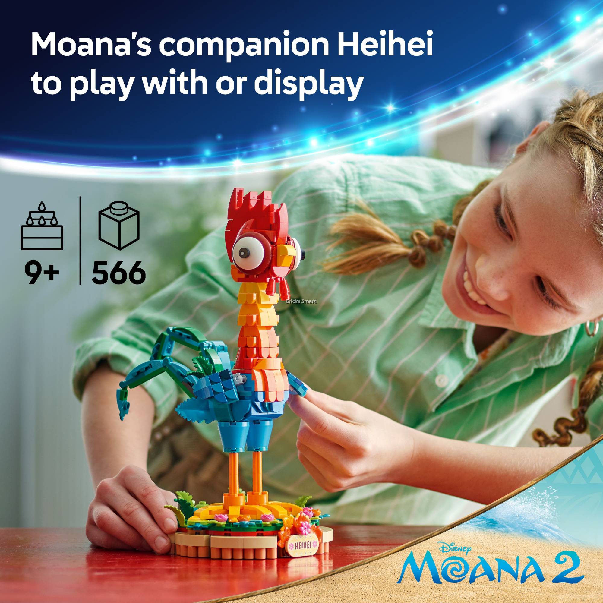 LEGO 43272 Disney Moana 2 Heihei Building Toy Set (566 Pieces)