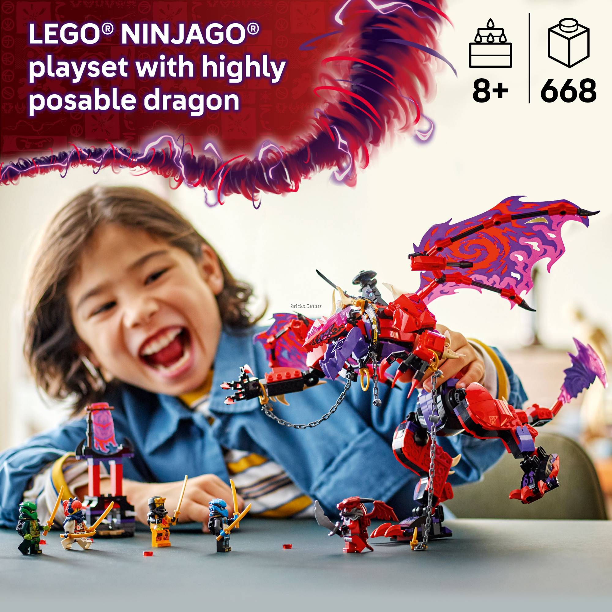 LEGO 71832 Ninjago Thunderfang Dragon of Chaos Building Toy Set (668 ...