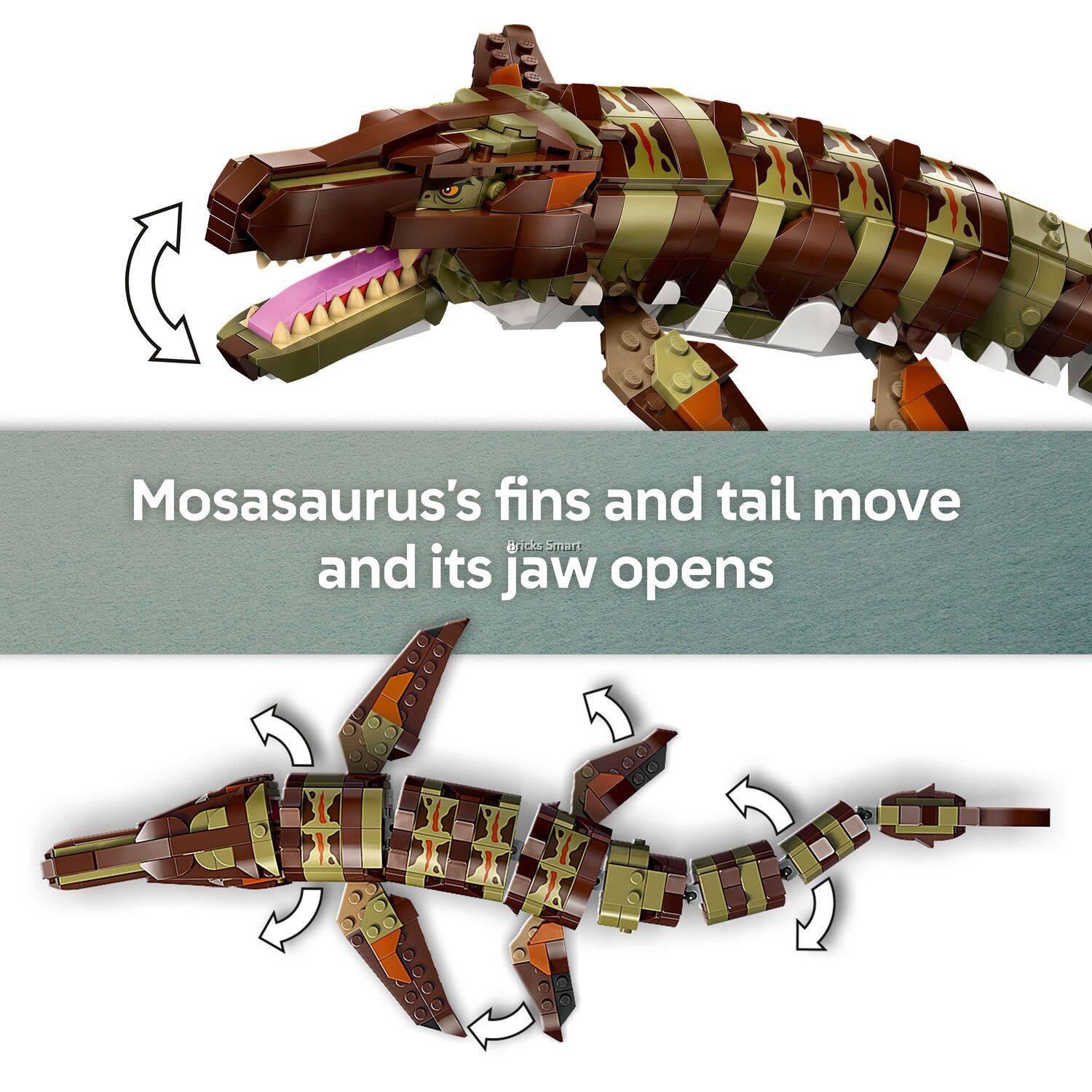 LEGO 76974 Jurassic Brick-Built Mosasaurus Boat Mission Building Toy Set