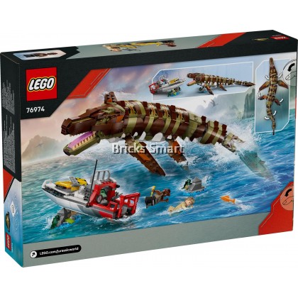 LEGO 76974 Jurassic Brick-Built Mosasaurus Boat Mission Building Toy Set