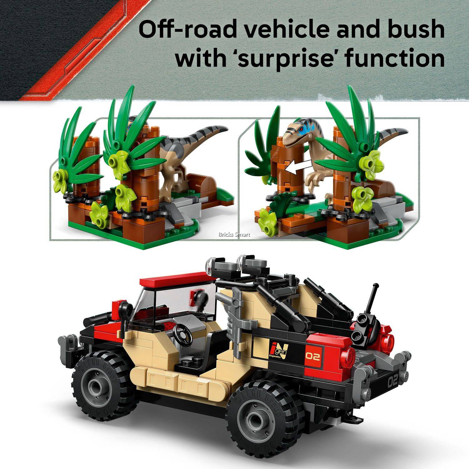 LEGO 76972 Jurassic Raptor Off-Road Escape Building Toy Set