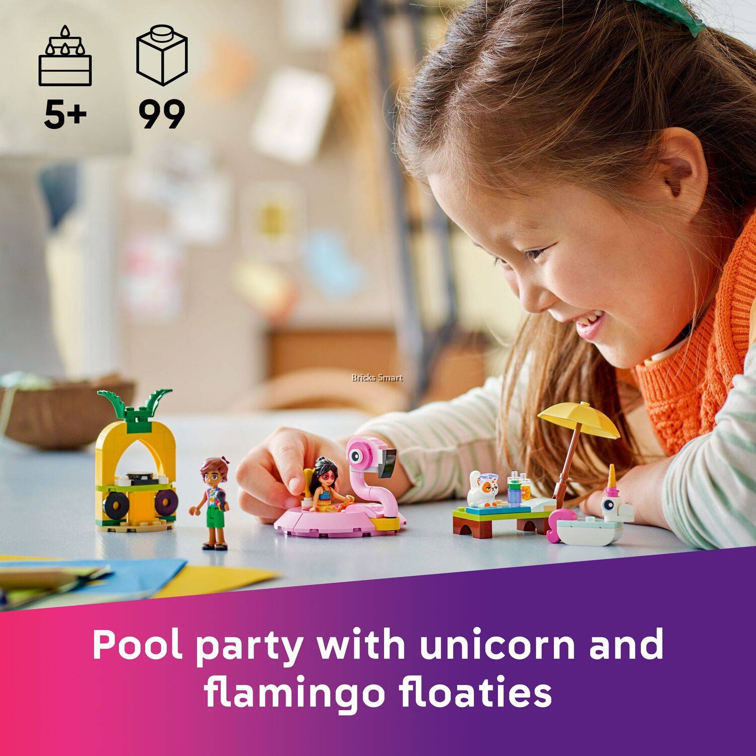 LEGO 42658 Friends Unicorn & Flamingo Pool Party Building Toy Set