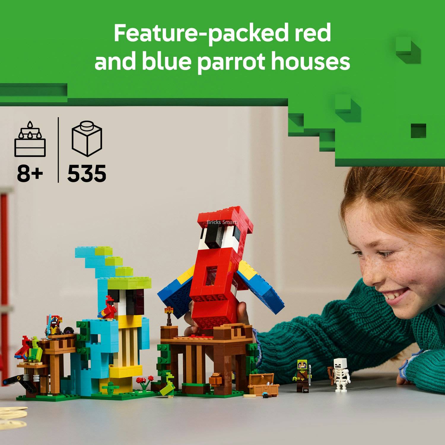 LEGO 21282 Minecraft The Parrot Houses Gamer Toy, with Skeleton Figure ...