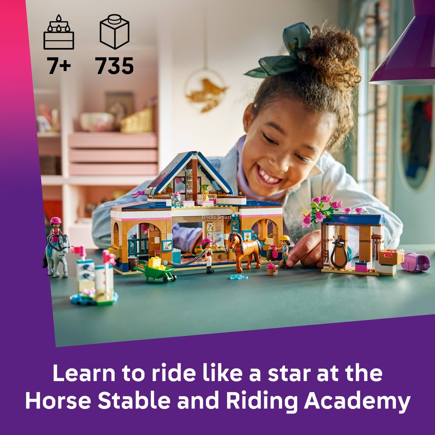 LEGO 42688 Friends Horse Stable and Riding Academy Toy 3 Minidolls, 2 ...