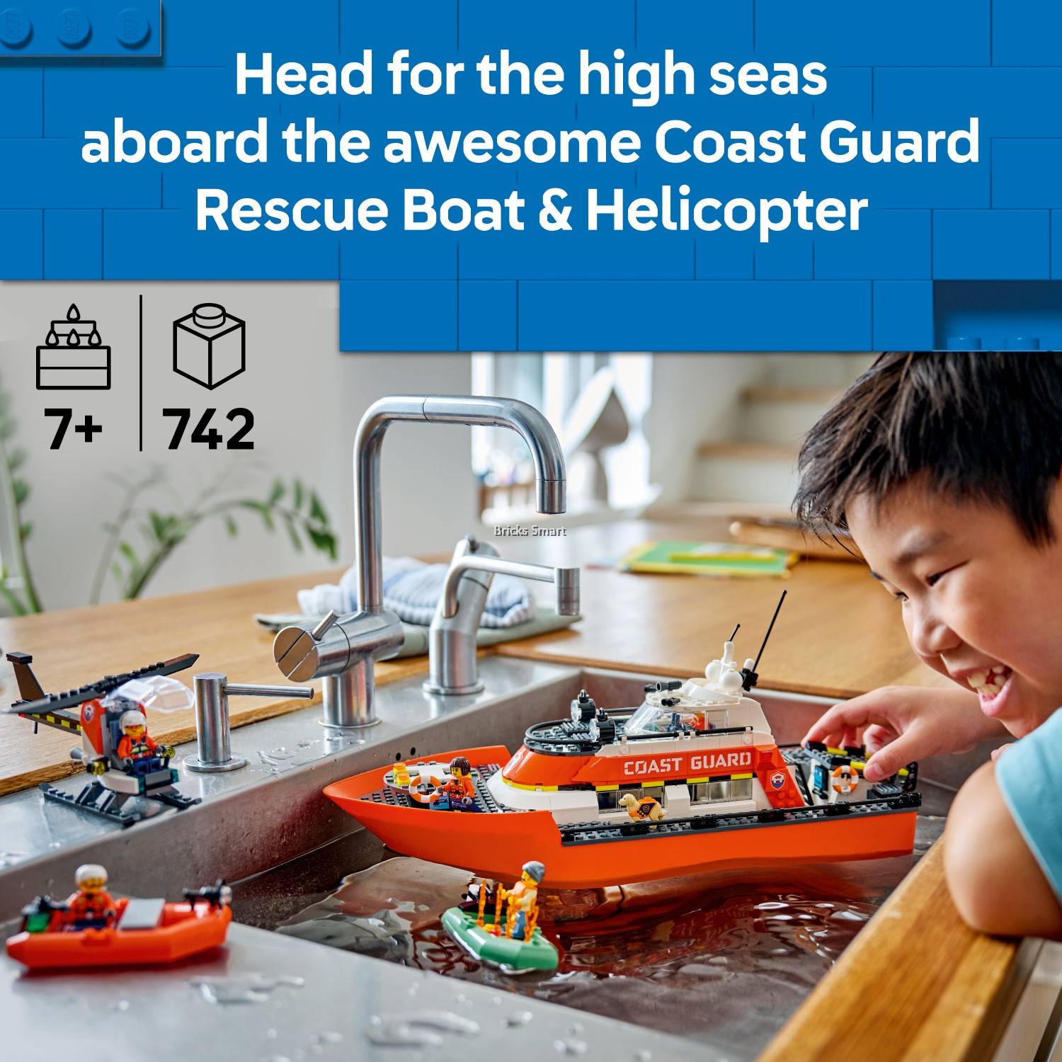 LEGO 60504 City Coast Guard Rescue Boat & Helicopter Pretend Play Set ...