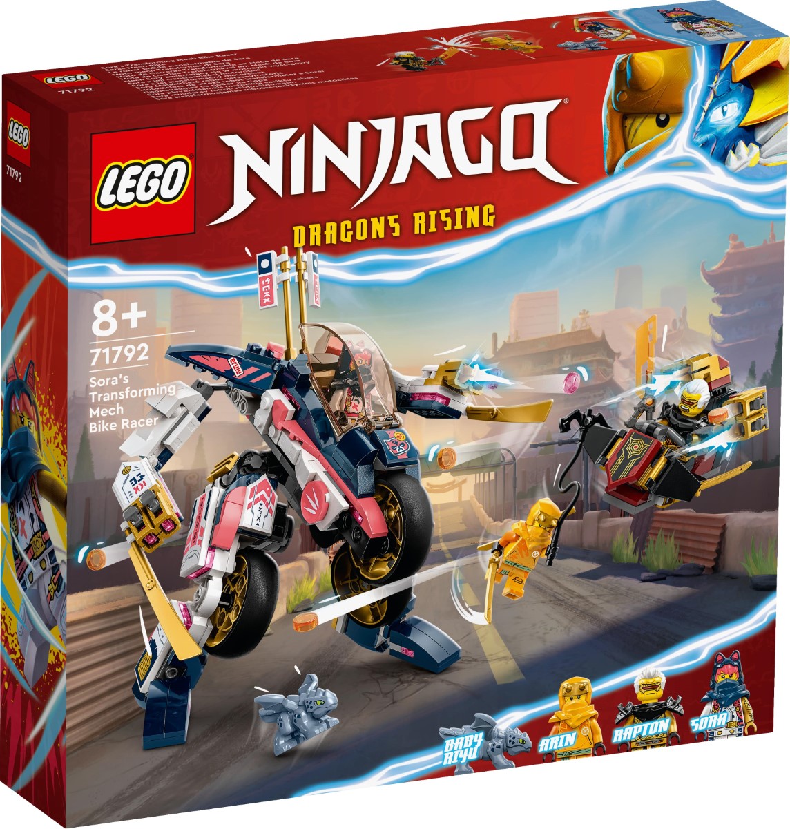 LEGO 71792 NINJAGO Sora Transforming Mech Bike Racer Building Toy Set