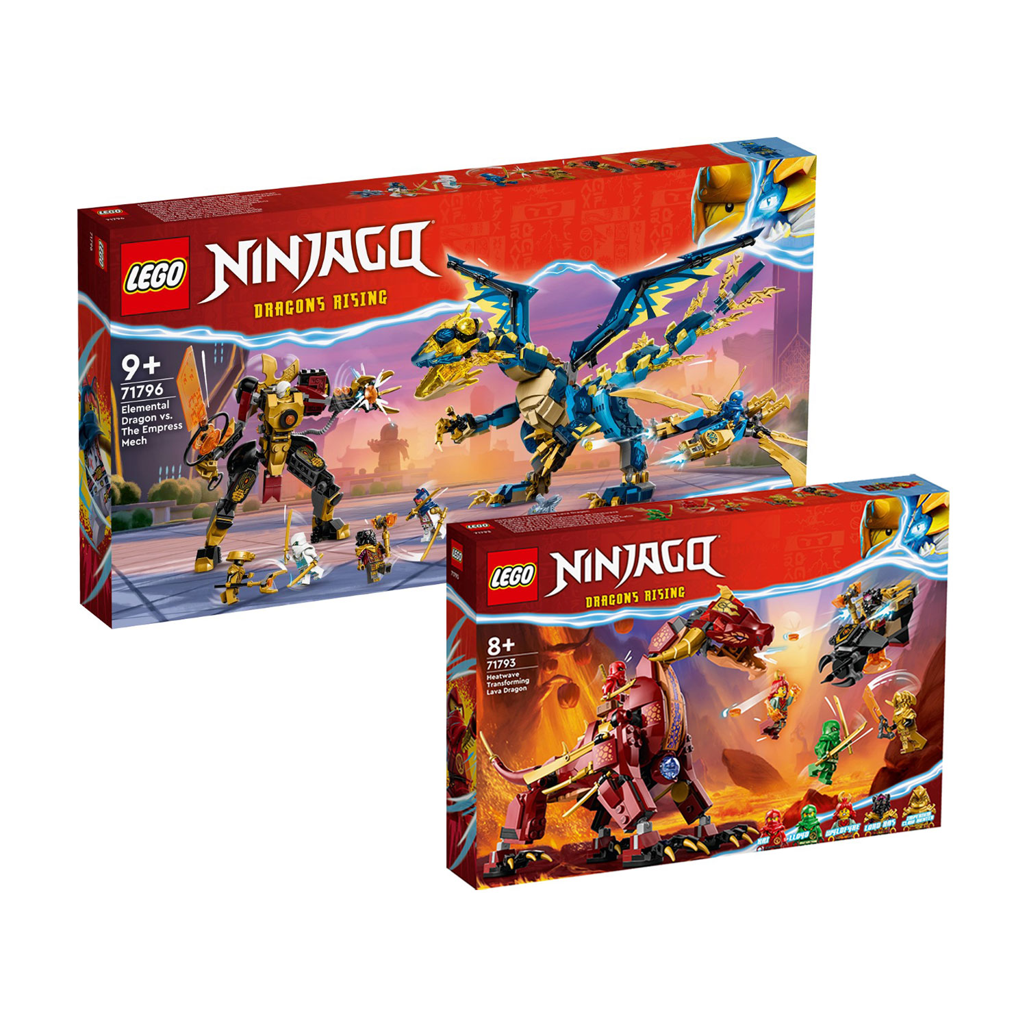 LEGO 71793 NINJAGO Heatwave Transforming Lava Dragon + LEGO 71796 ...
