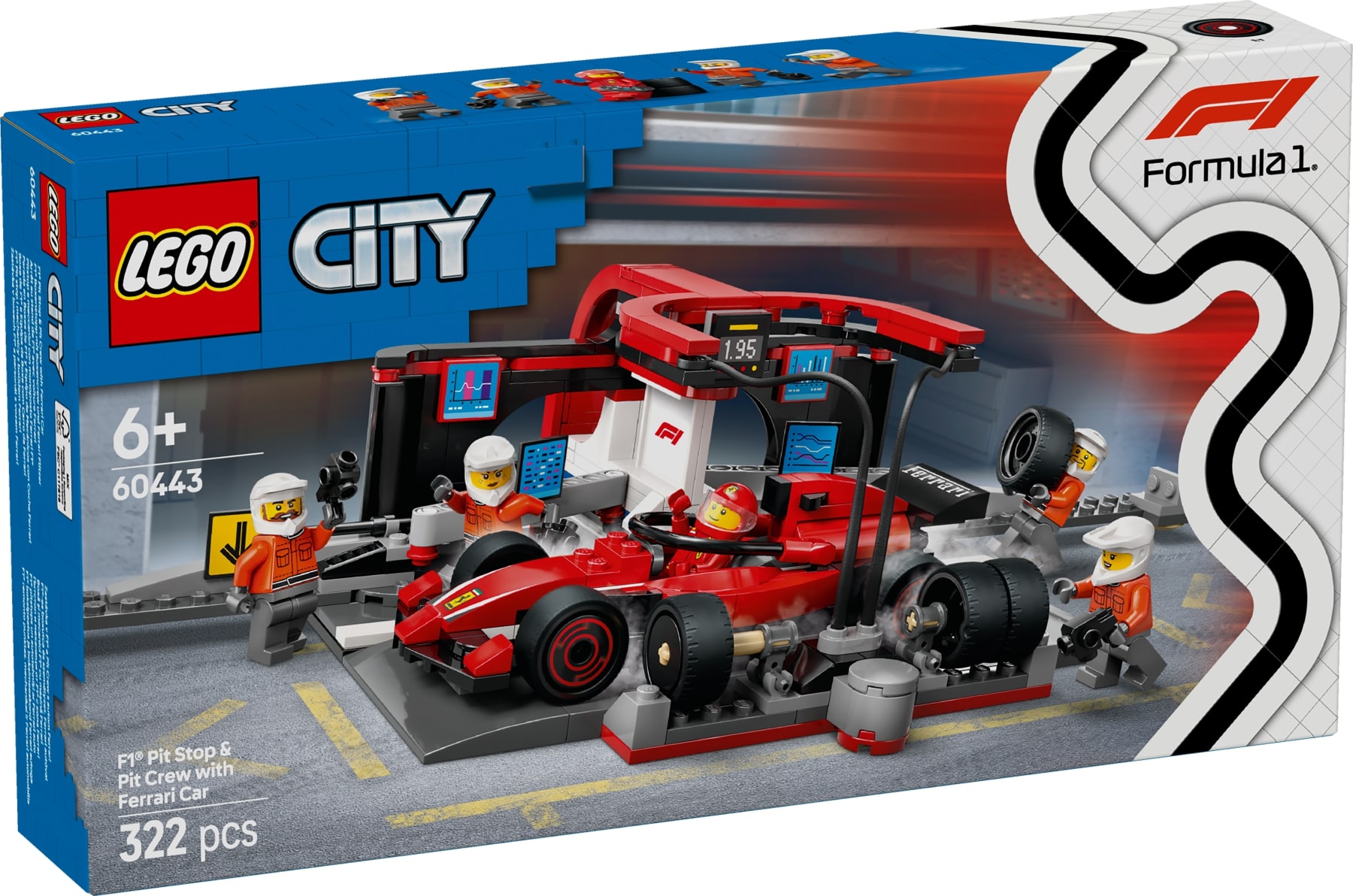 LEGO 60443 City Fomula F1 Pit Stop & Pit Crew with Ferrari Car Building ...