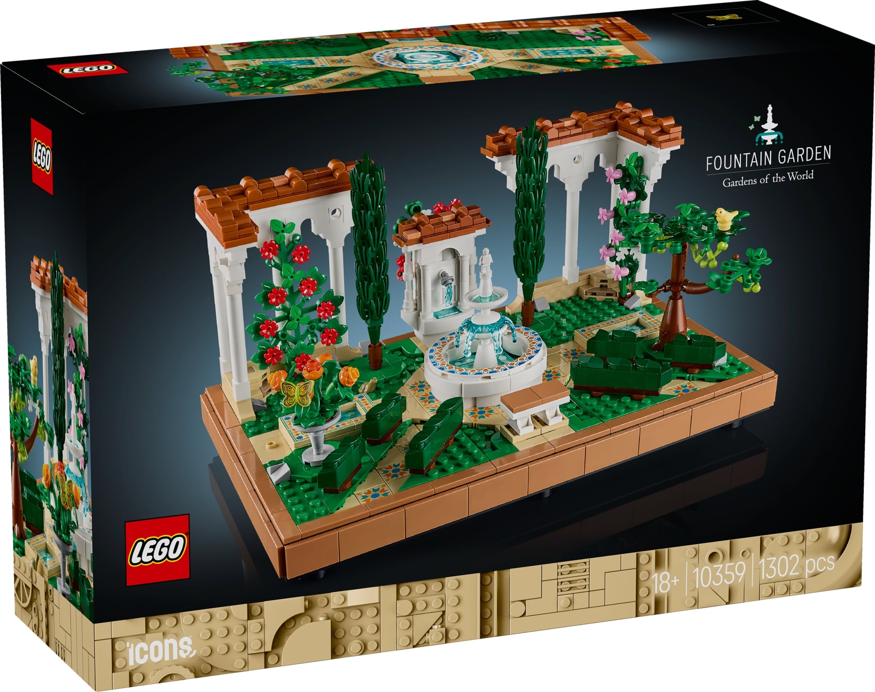 LEGO 10359 Icons Fountain Garden Building Set (1302 Pieces)