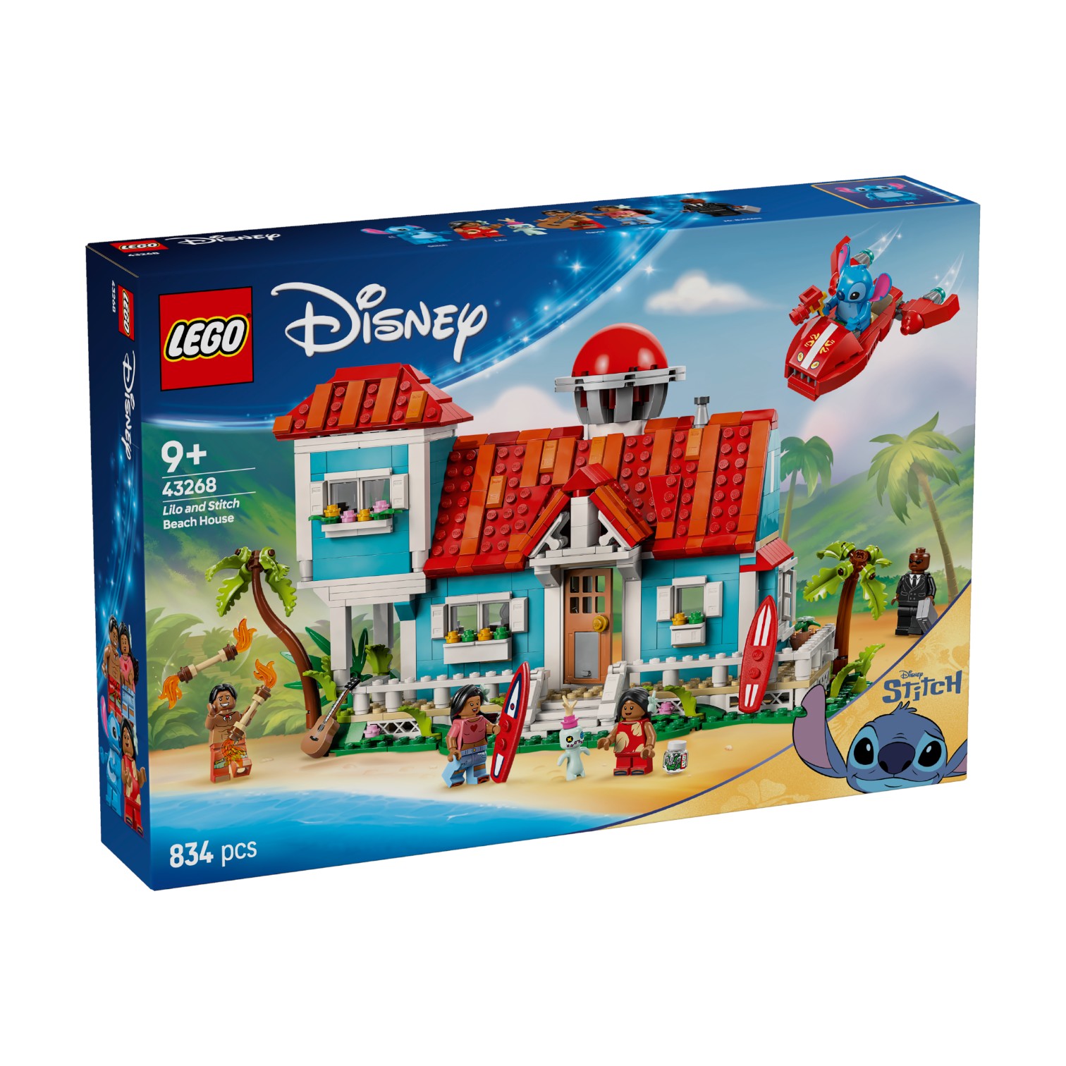 LEGO 43268 Disney Lilo and Stitch Beach House Building Toy Set (834 Pieces)