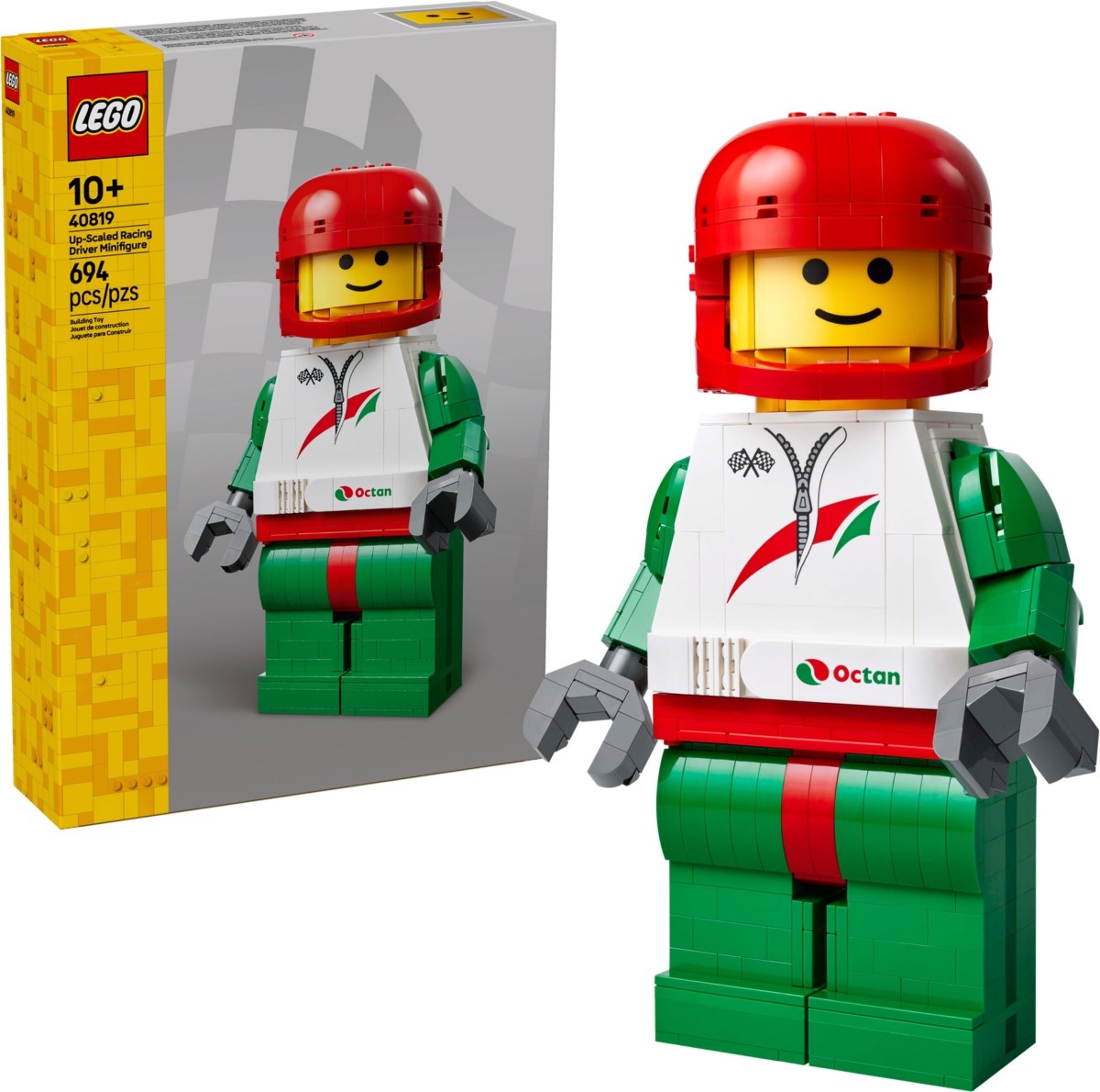 LEGO 40819 Up-Scaled Racing Driver Minifigure Building Set (694 Pieces)