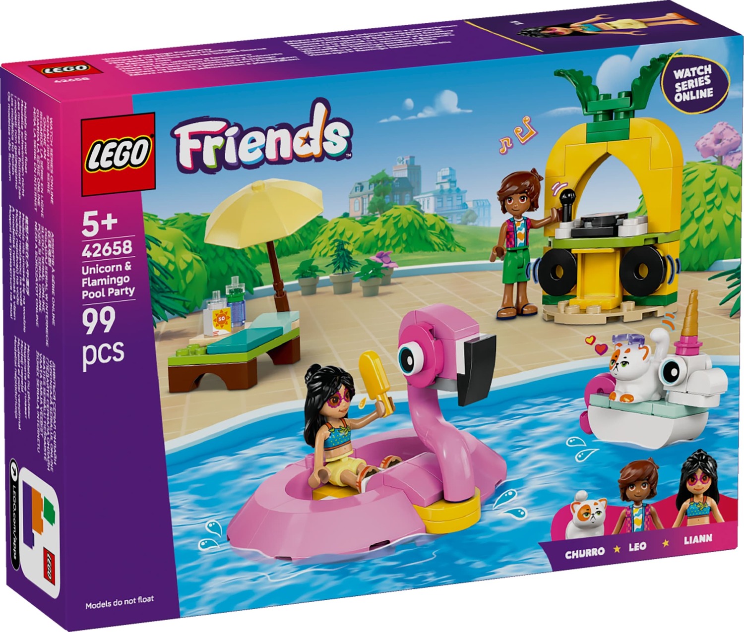 LEGO 42658 Friends Unicorn & Flamingo Pool Party Building Toy Set