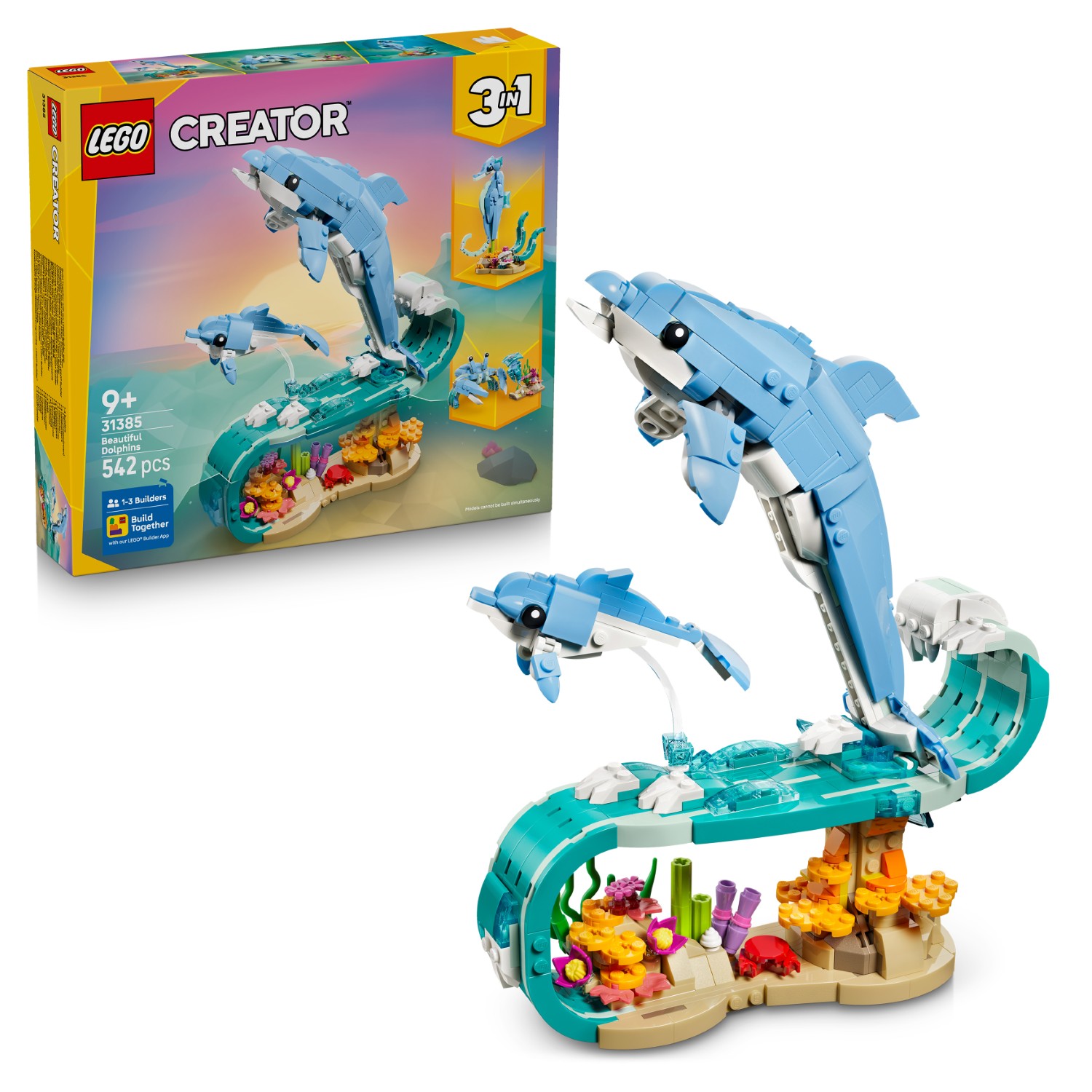 LEGO 31385 Creator 3 in 1 Sea Animals: Beautiful Dolphins Toys Rebuilds ...