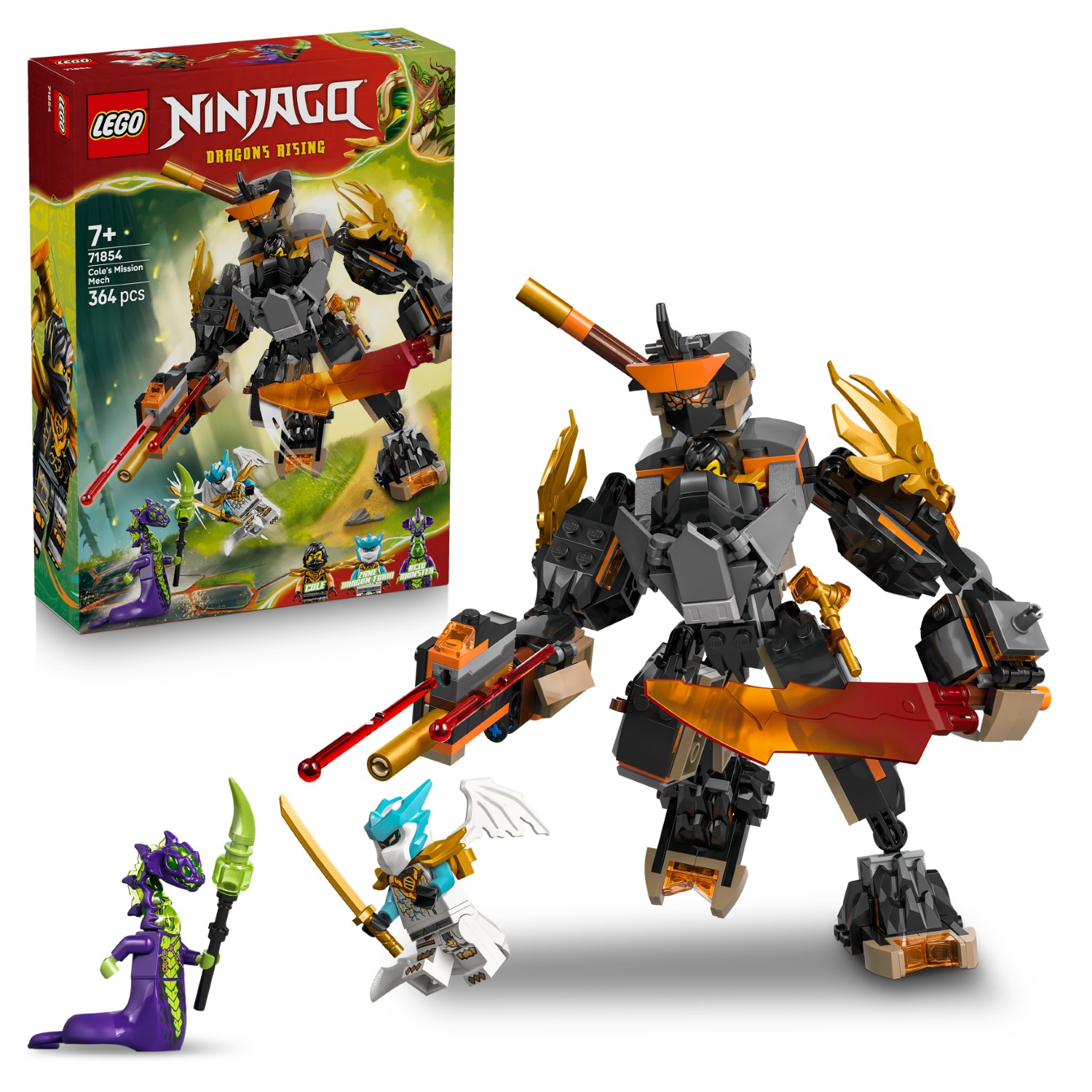 LEGO 71854 NINJAGO® Cole's Mission Mech & Dragon Zane Ninja Toys ...