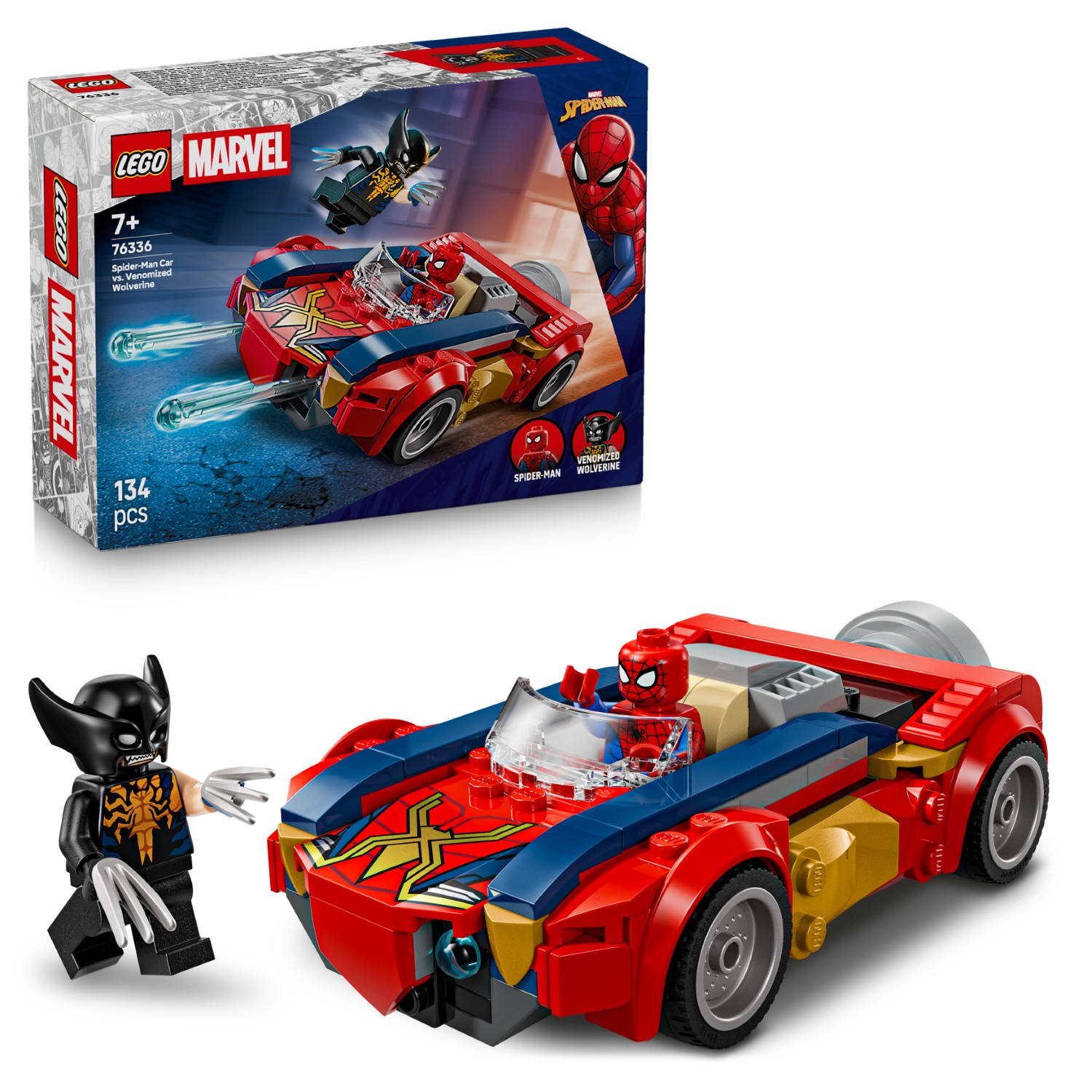 LEGO 76336 Marvel Spider-Man Car vs. Venomized Wolverine Super Hero ...