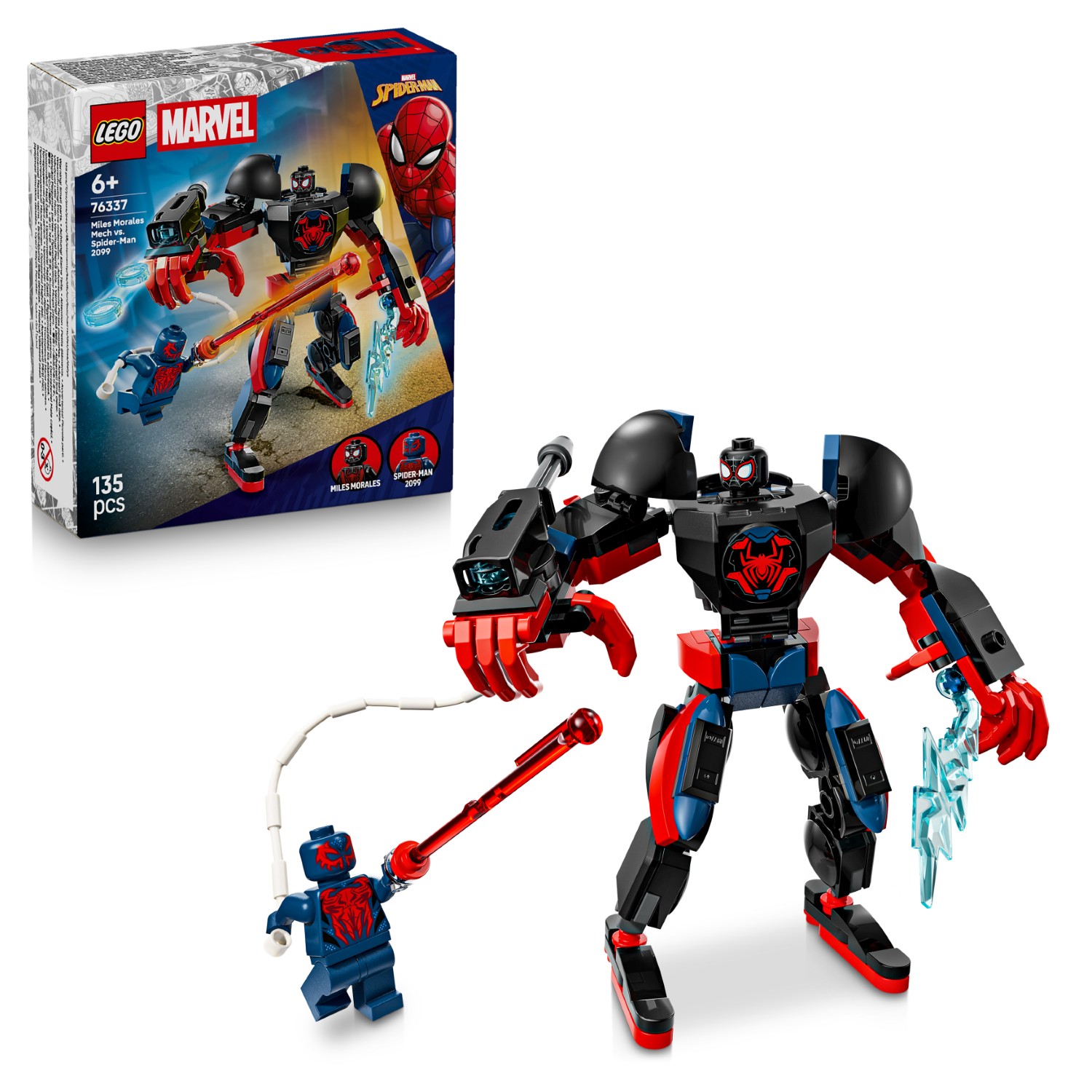 LEGO 76337 Marvel Miles Morales Mech vs. Spider-Man 2099 Fully Jointed ...